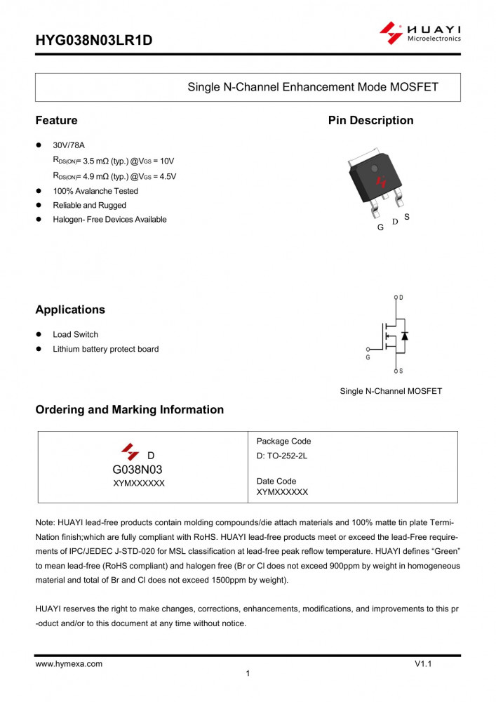 HYG038N03LR1D datasheet page 1