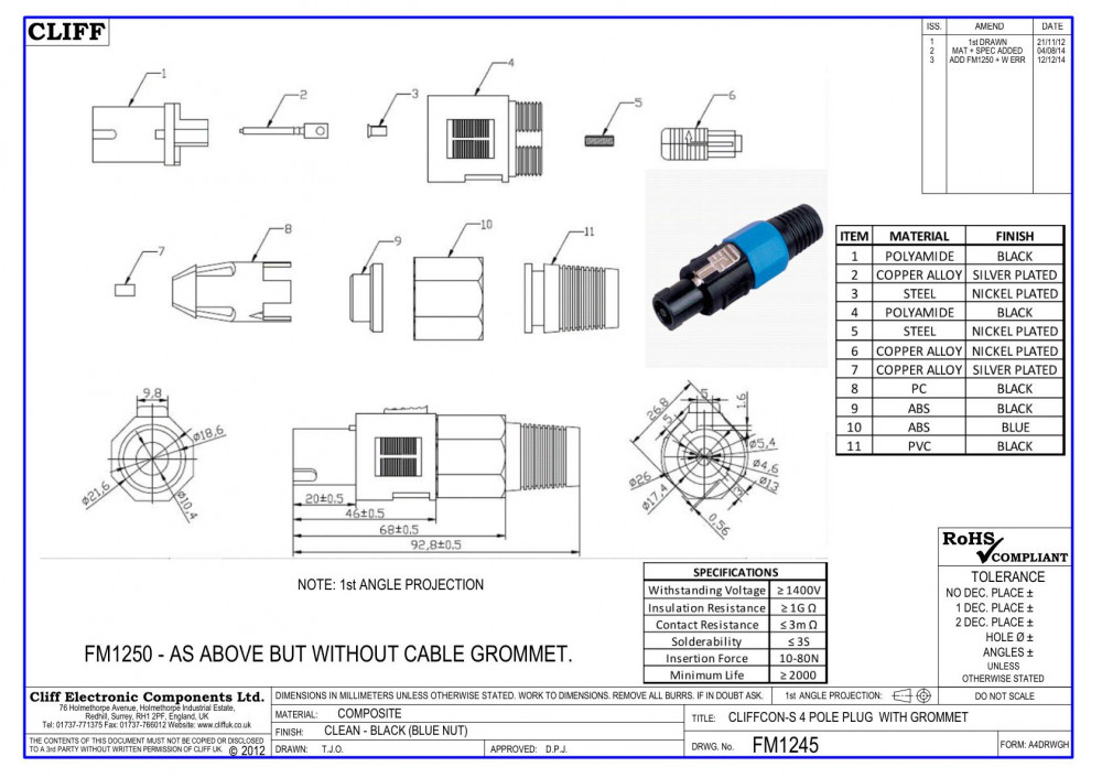 CLIFF FM1245 product drawing