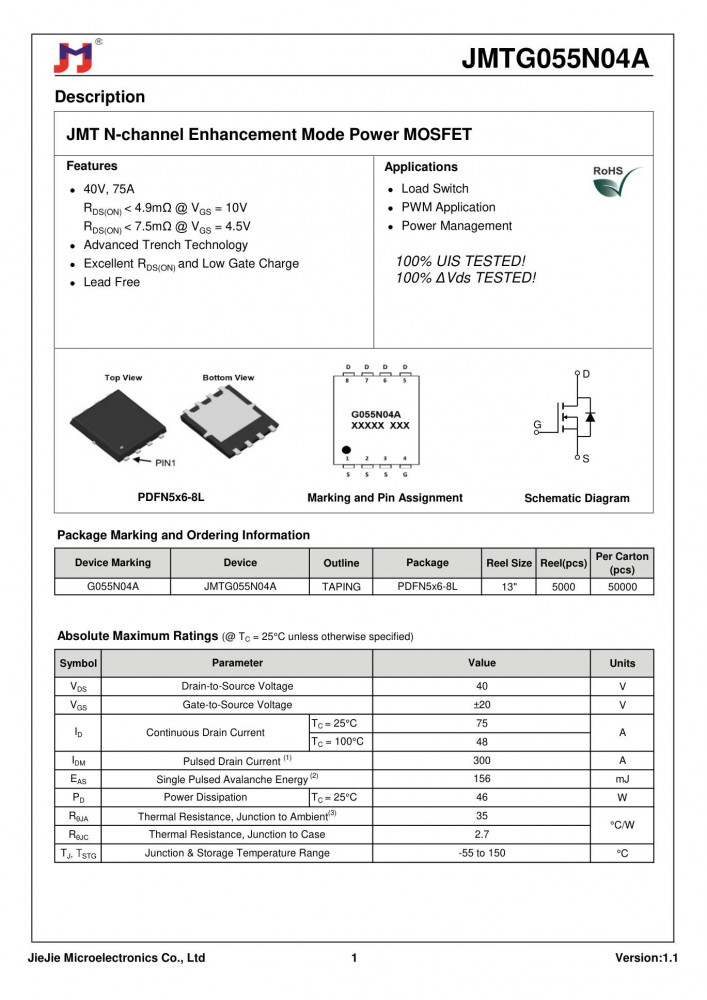 JMTG055N04A datasheet page 1