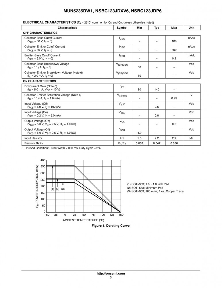 MUN5235DW1T1G datasheet page 3