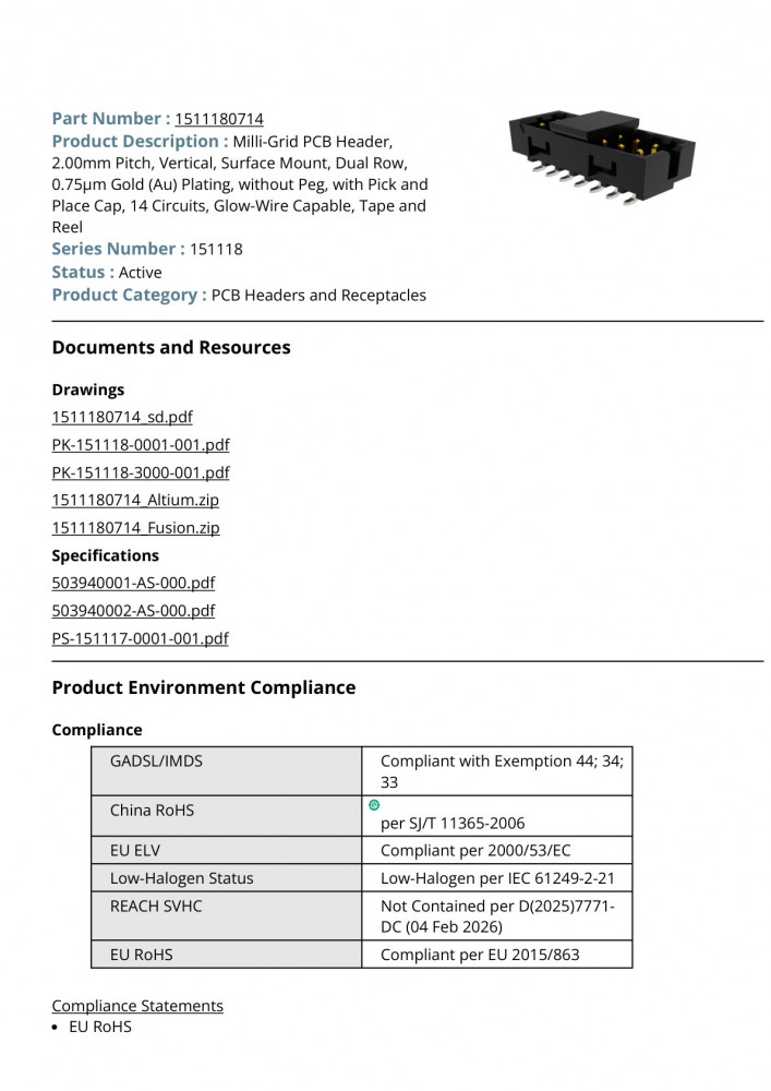 MOLEX product specification page 1