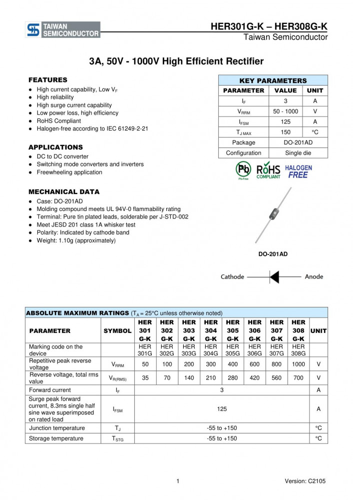 HER303G-K datasheet page 1