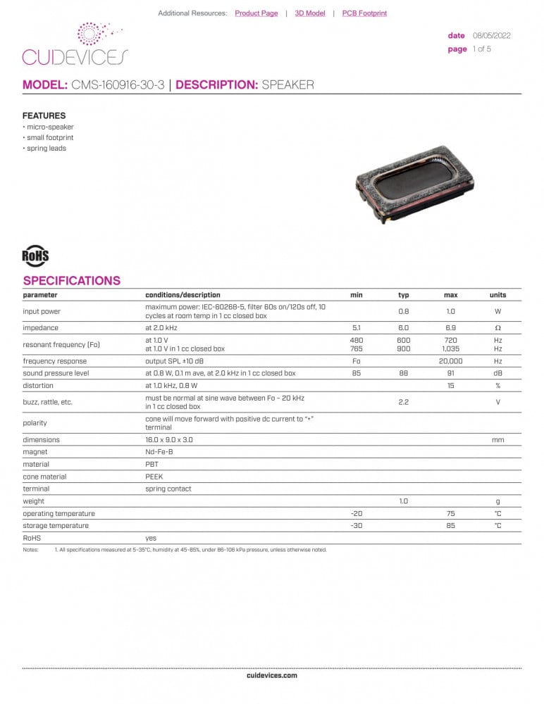 CMS-160916-30-3 datasheet page 1