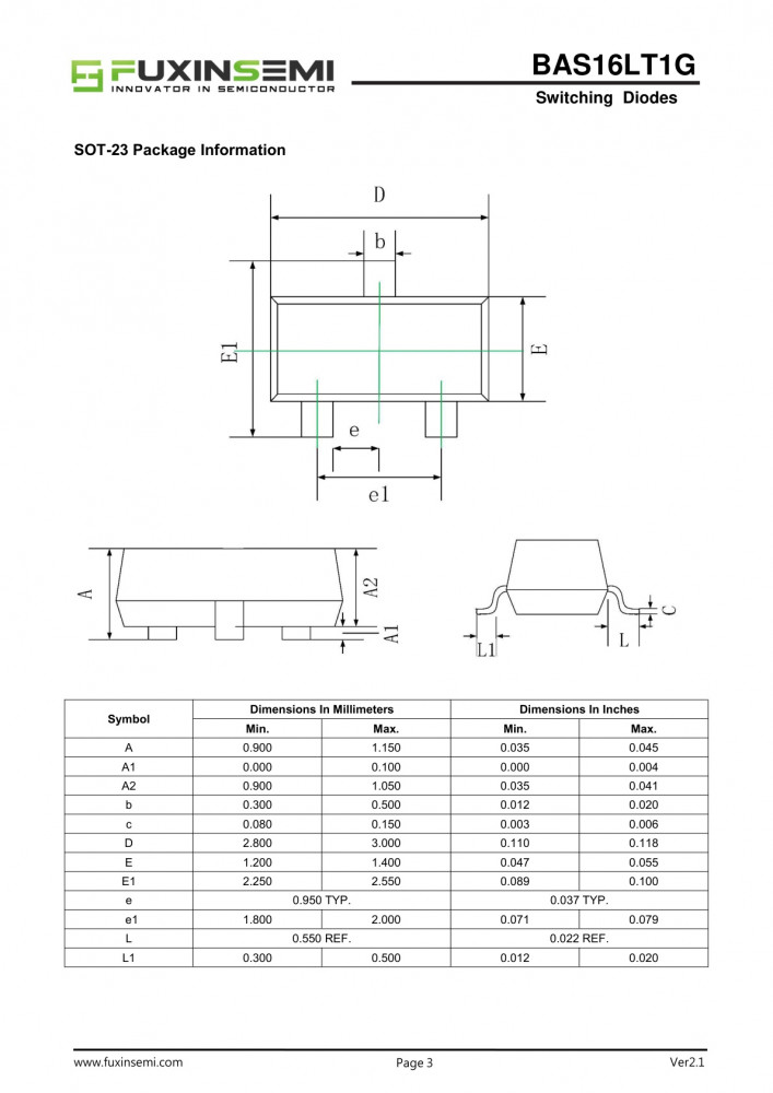 BAS16LT1G technical document page 3