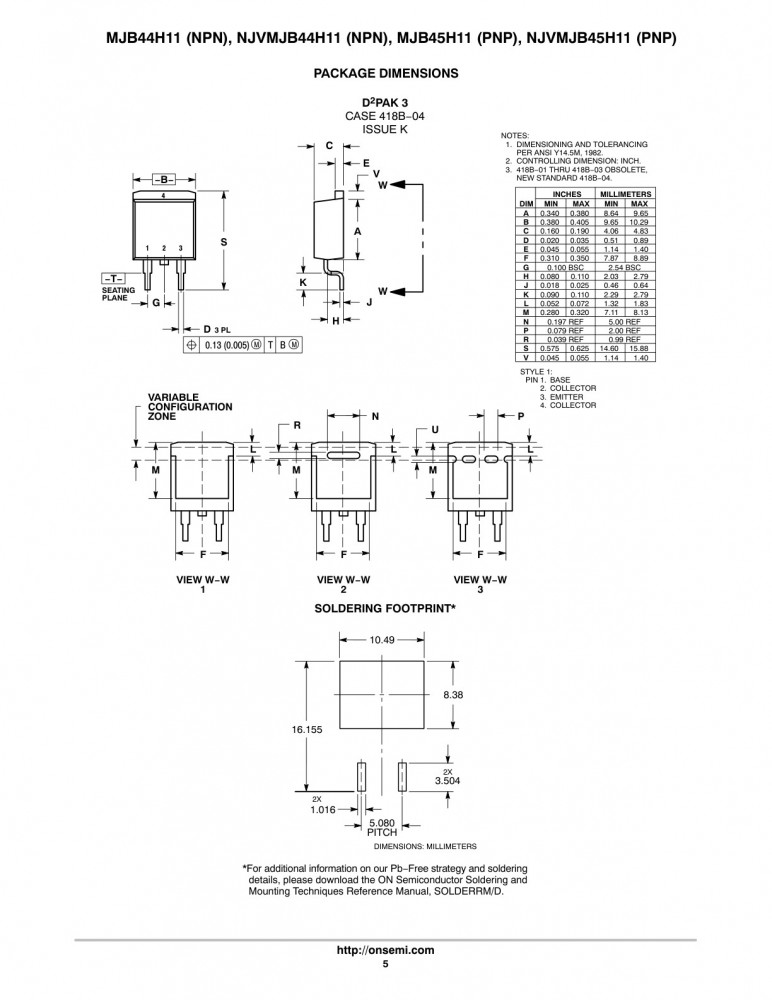 MJB45H11T4G technical document page 5