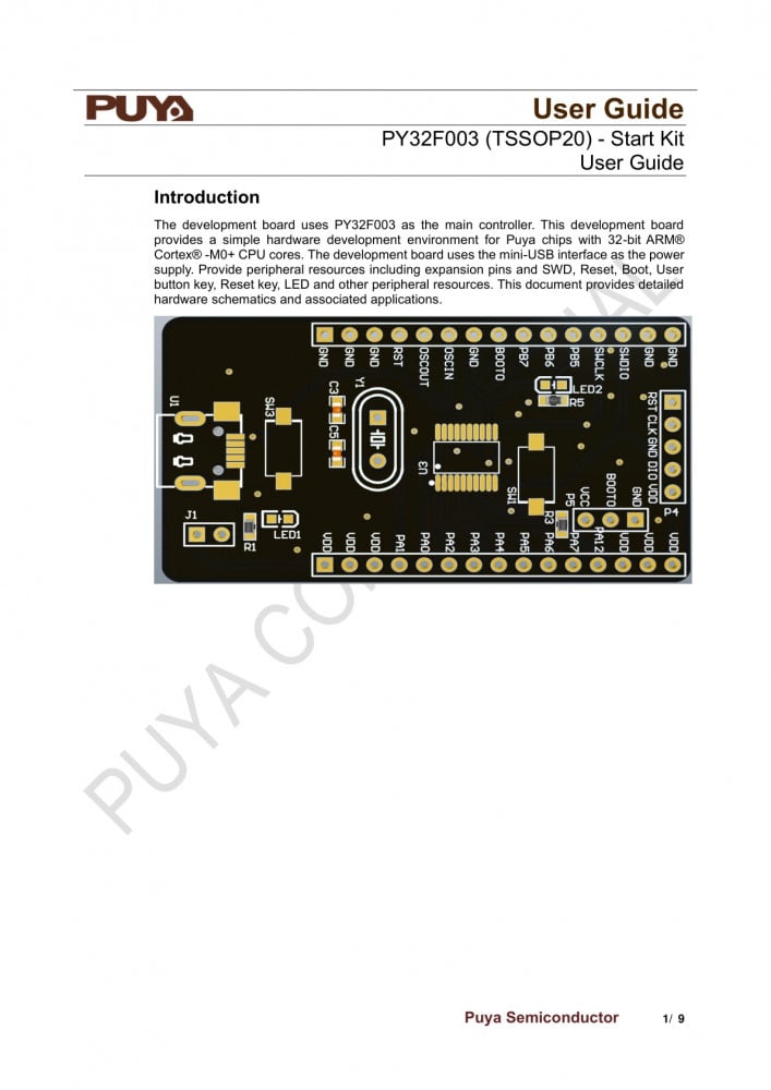 PY32F003 Start Kit guide page 1