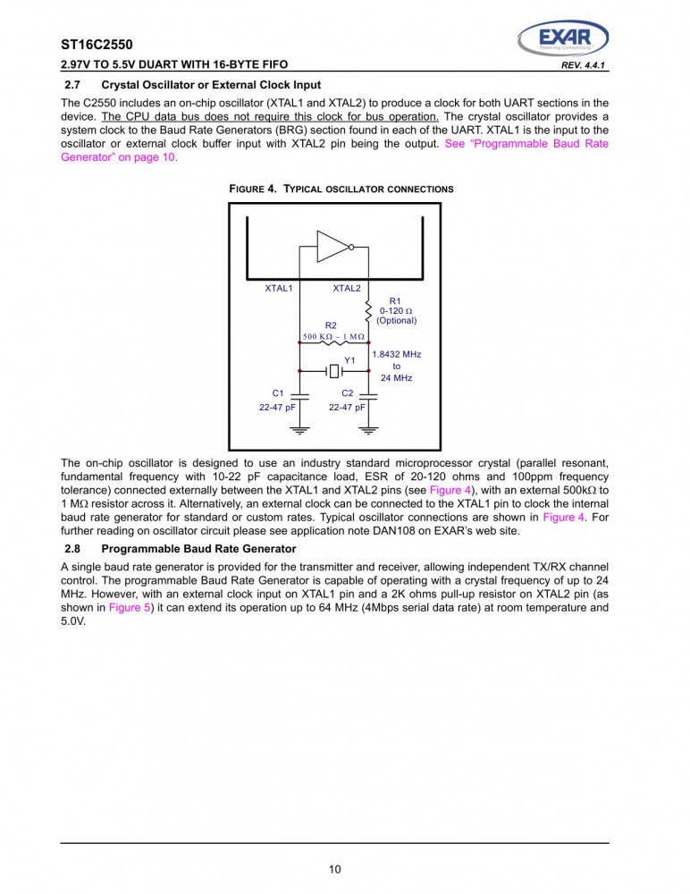 ST16C2550 datasheet page 10