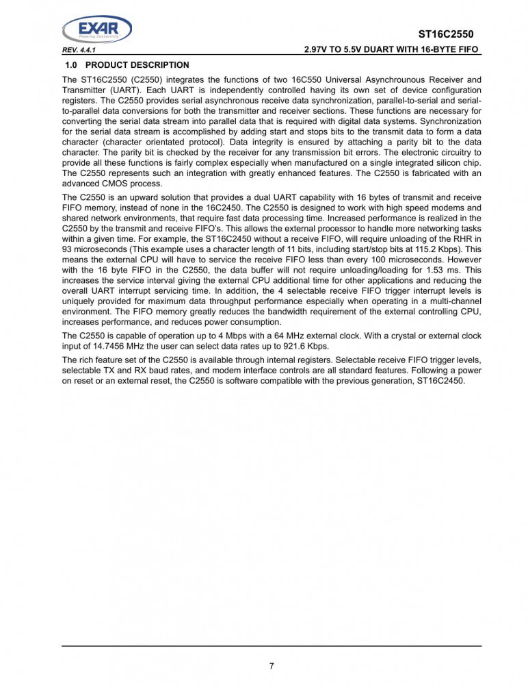 ST16C2550 datasheet page 7