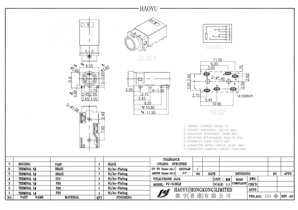 PJ-3106LE product drawing page