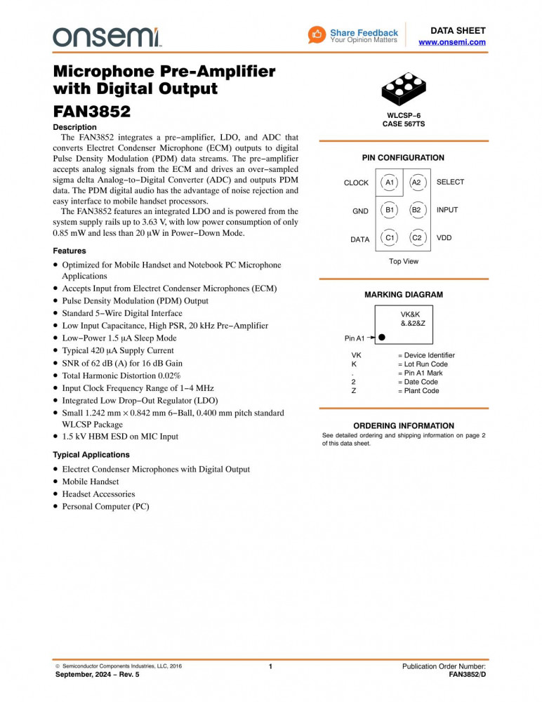 FAN3852 datasheet page 1