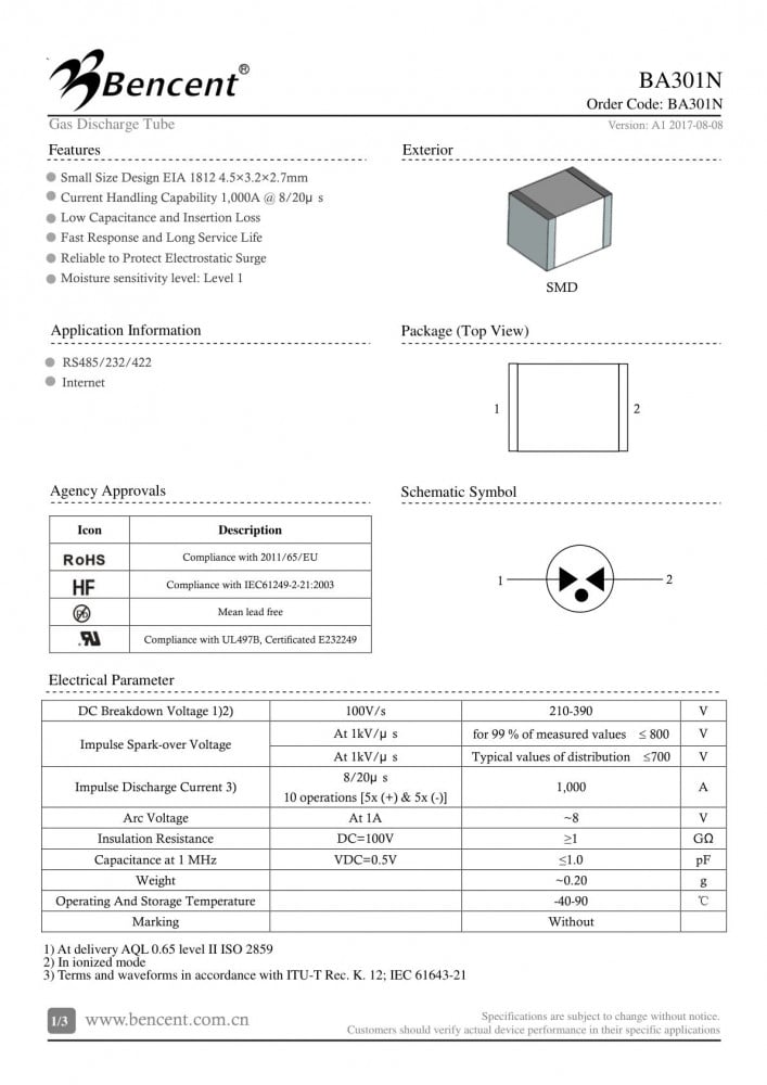 BA301N datasheet page 1