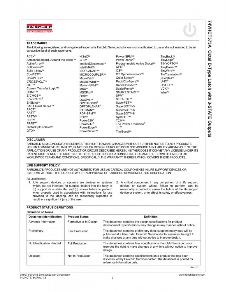 74VHCT573A datasheet page 10