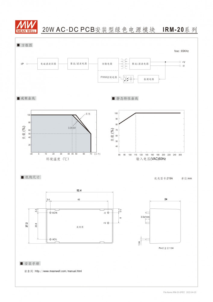 MEAN WELL IRM-20-5 product documentation page 3