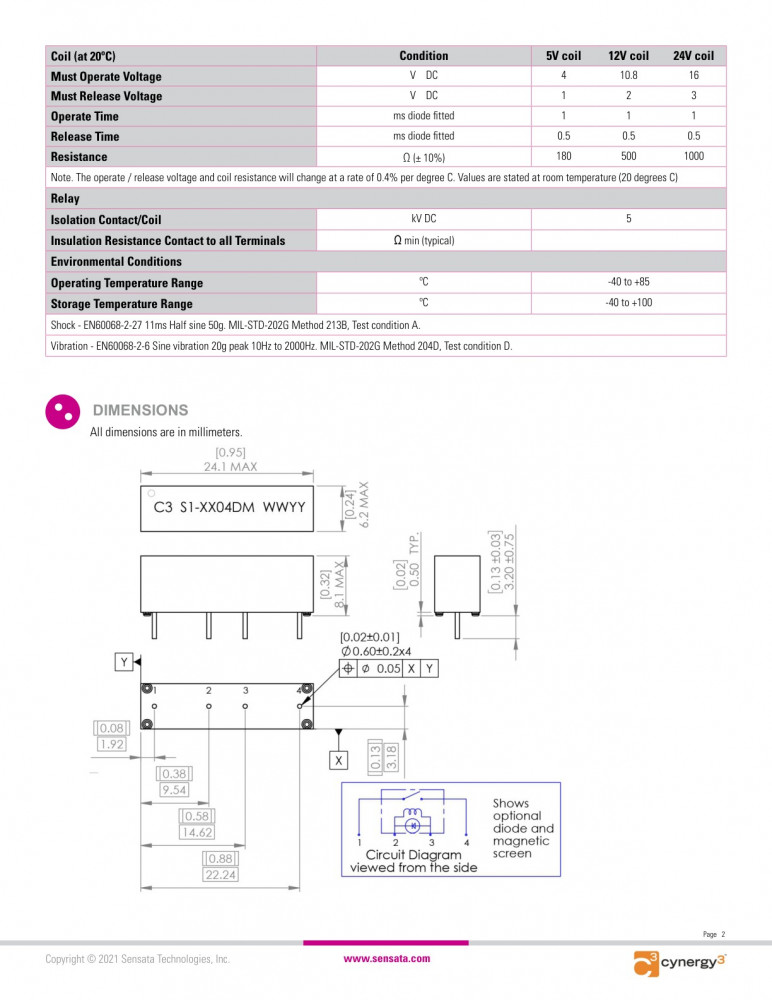 S1 relay series datasheet page 2