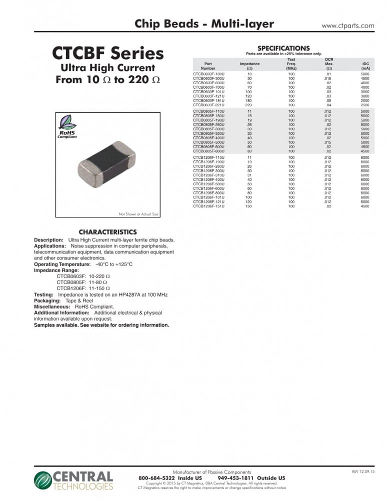 Central CTCBF series technical document page 1