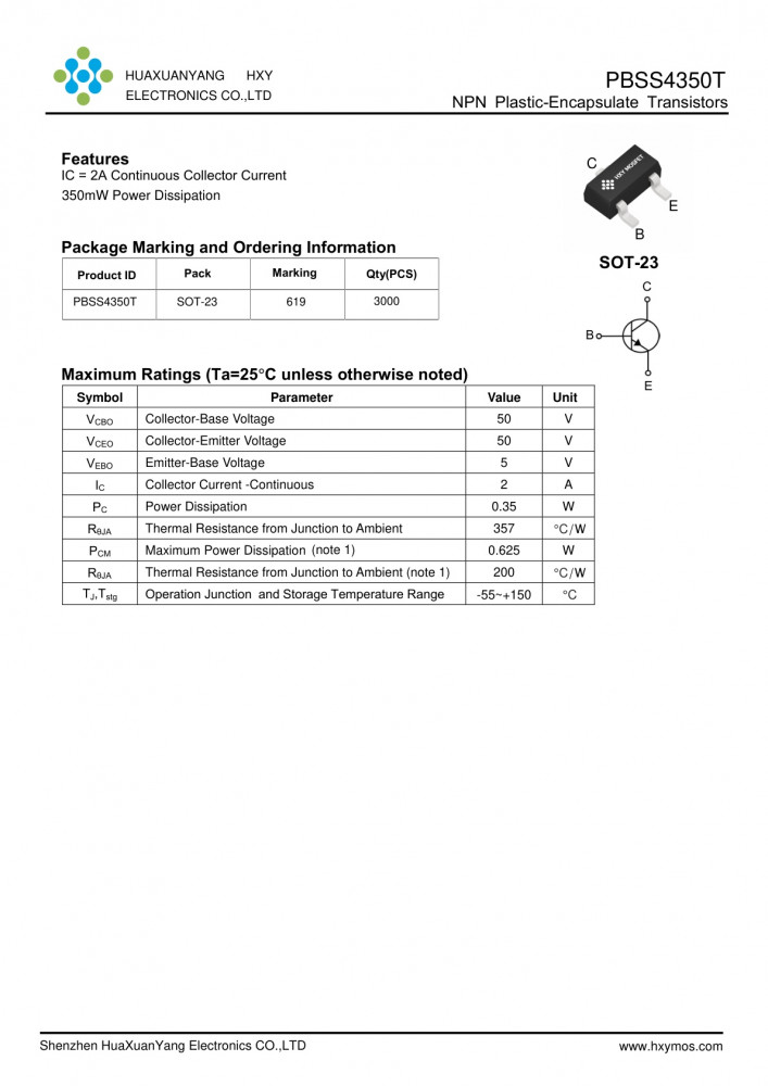 PBSS4350T-HXY datasheet page 1