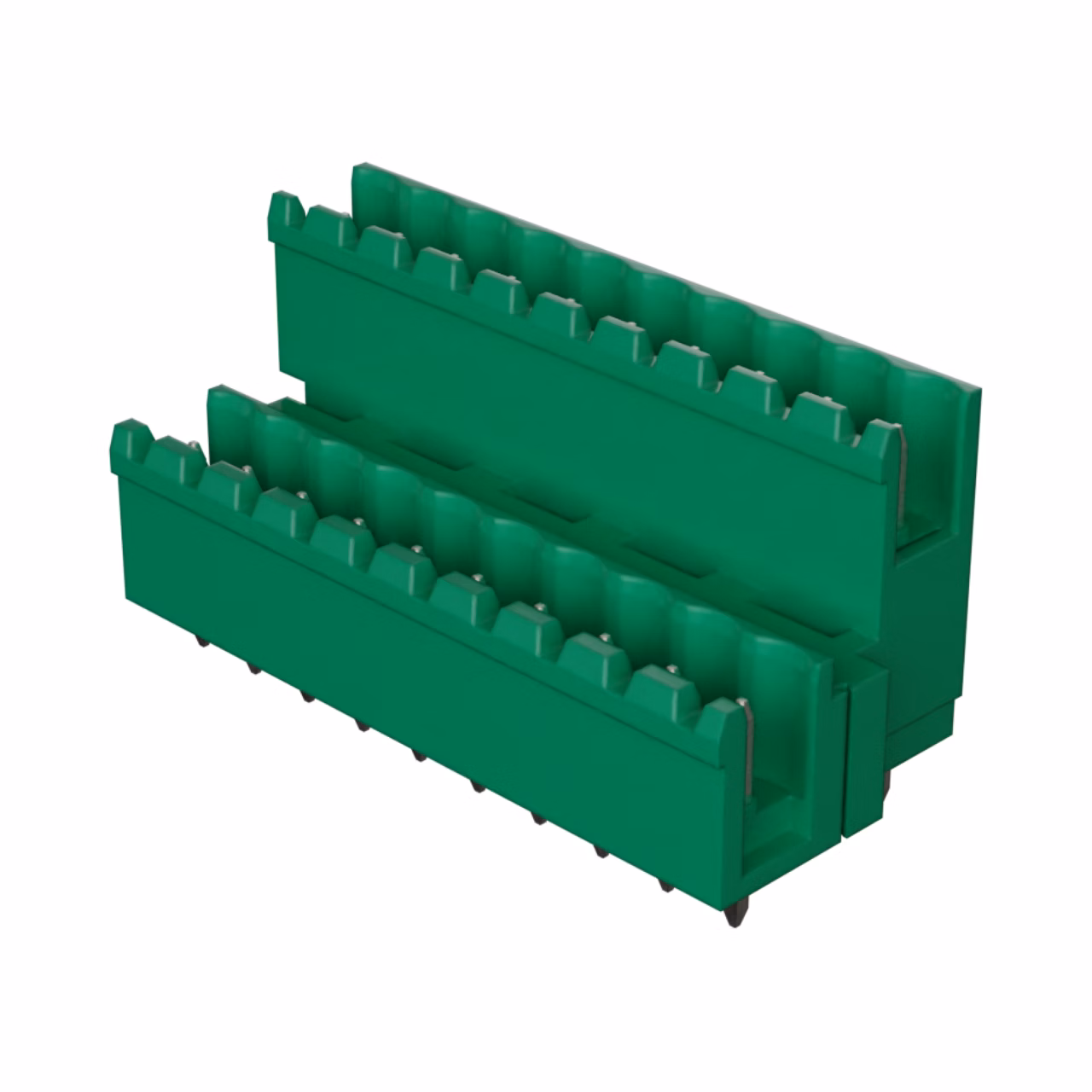 5.00mm Pitch Eurostyle Vertical Dual Level PCB Header, Open Ends, Green Housing, 20 Circuits for sale