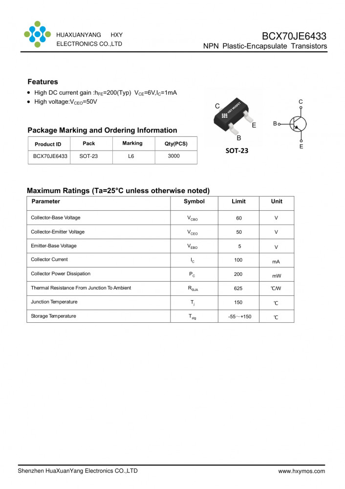 BCX70JE6433-HXY datasheet page 1