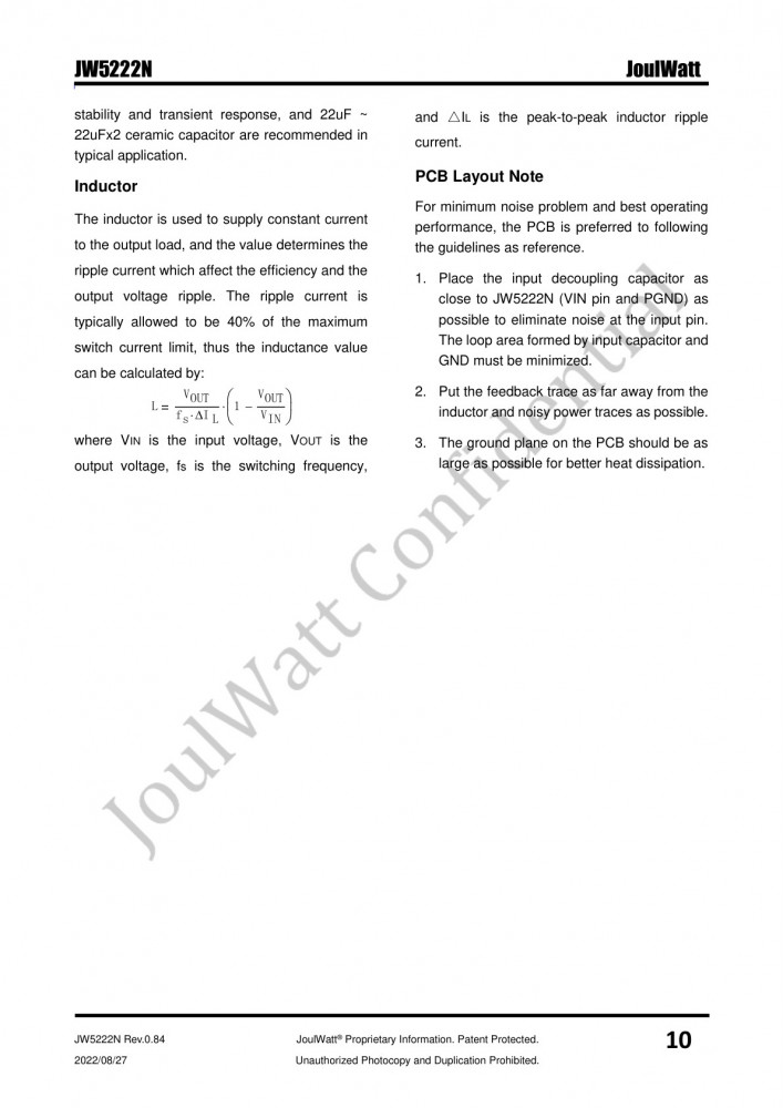 JW5222N datasheet page 10