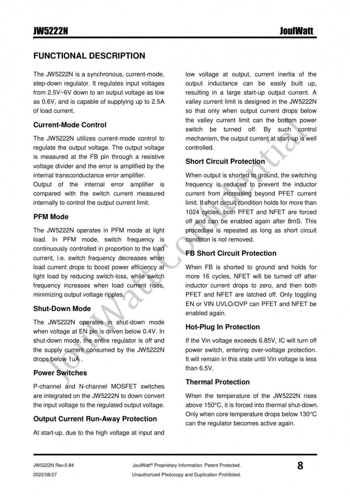 JW5222N datasheet page 8