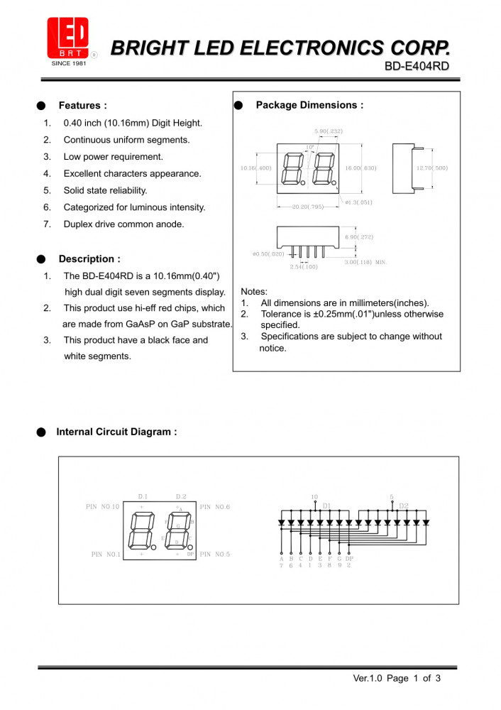 BD-E404RD technical document page 1