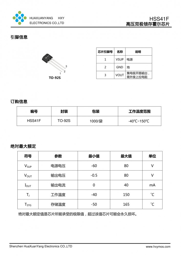 HSS41F datasheet page 2