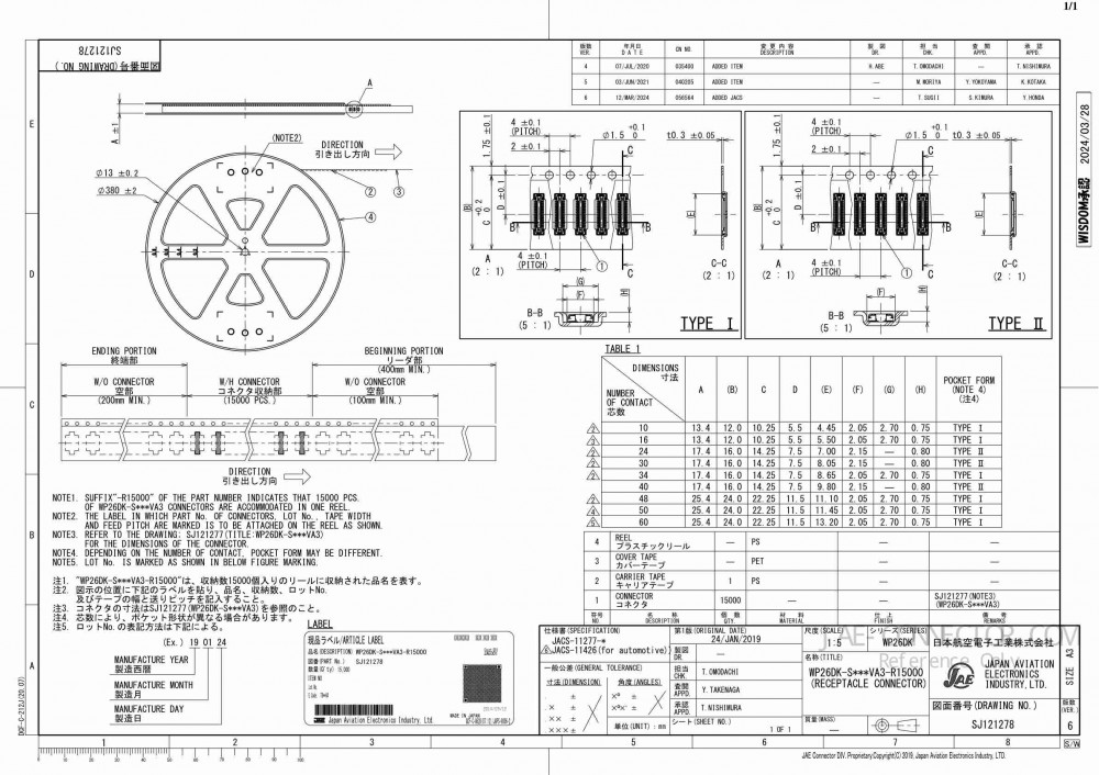 JAE WP26DK-S024VA3-R15000 document page 2