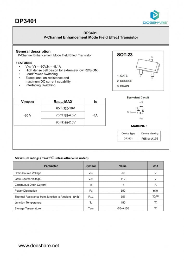 DP3401 datasheet page 1