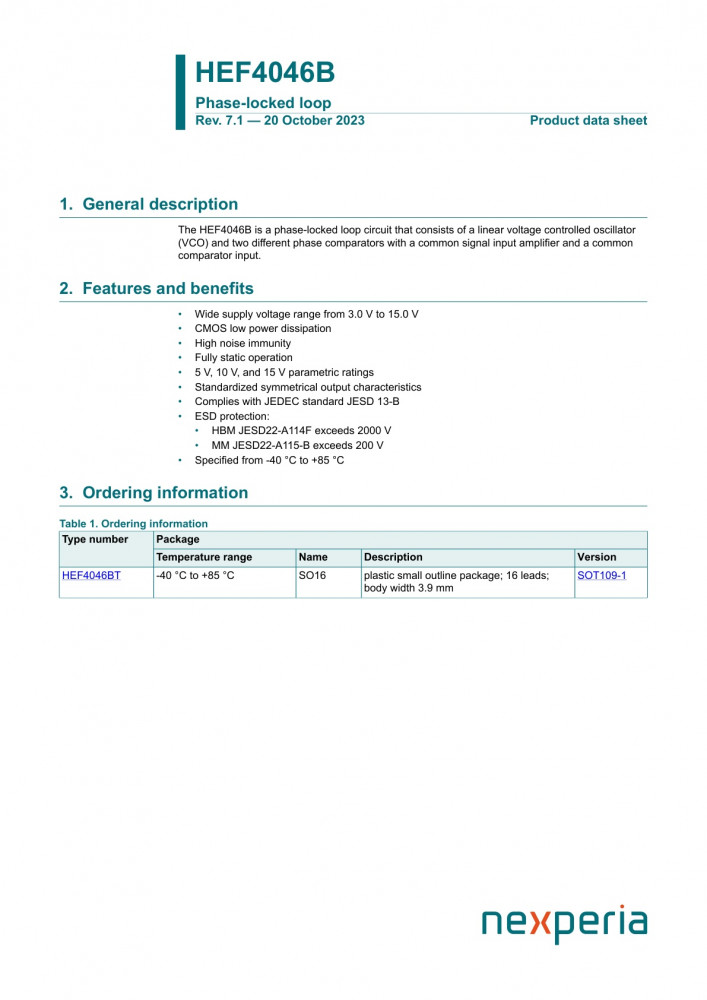 HEF4046B datasheet page 1