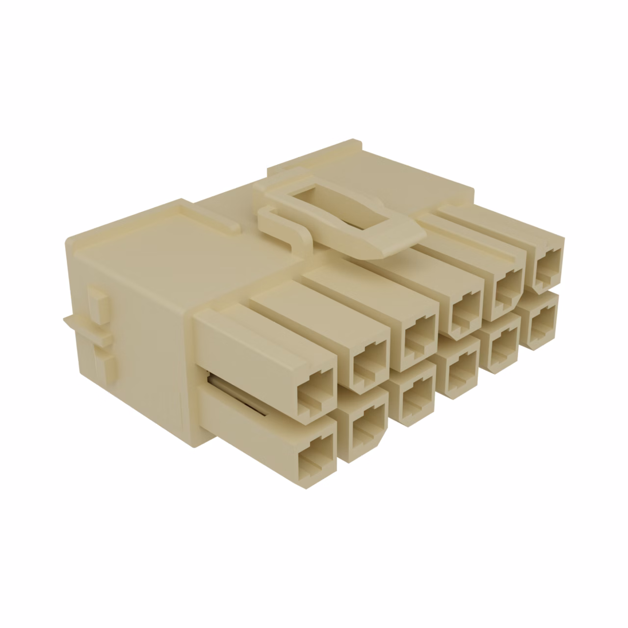 Mega-Fit ColorLock Tangless TPA-Capable Receptacle Housing, Dual Row, 12 Circuit, UL 94V-0, Glow-Wire Capable, Natural for sale