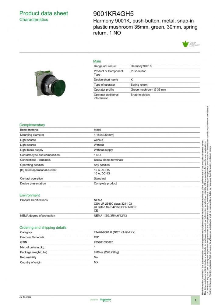 9001KR4GH5 technical document page 1