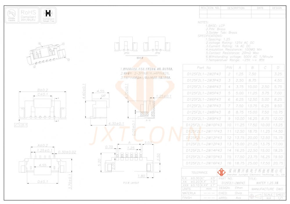D125F2L1-2W2P43 technical drawing page 1