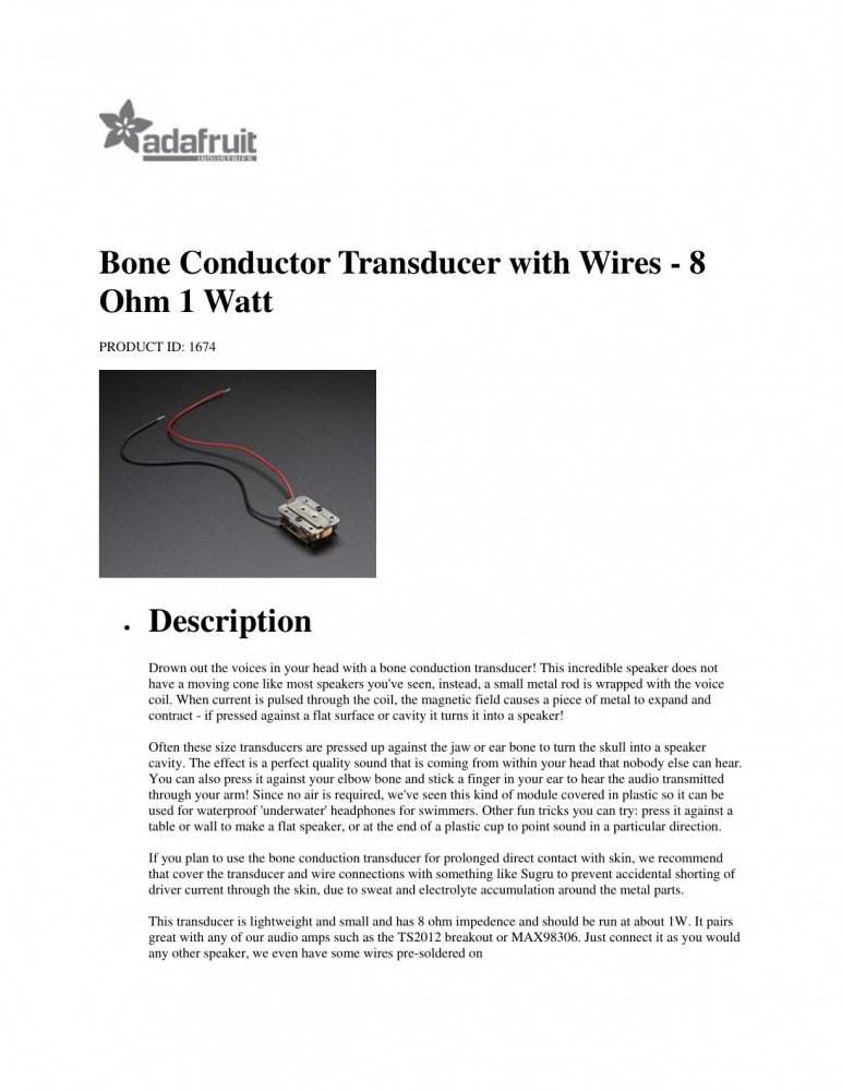 Adafruit 1674 technical document page 1