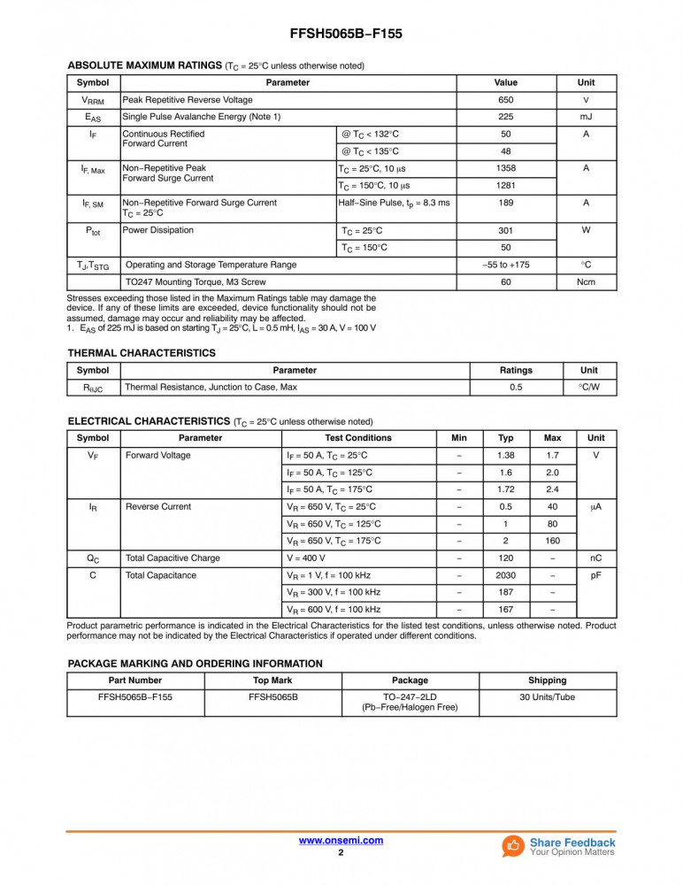 FFSH5065B-F155 datasheet page 2