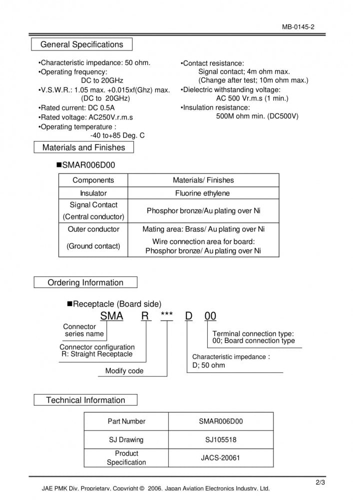 SMAR006D00 technical document page 2