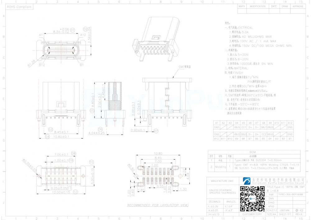 TYPEC-300-BCP16H88 technical drawing page 1