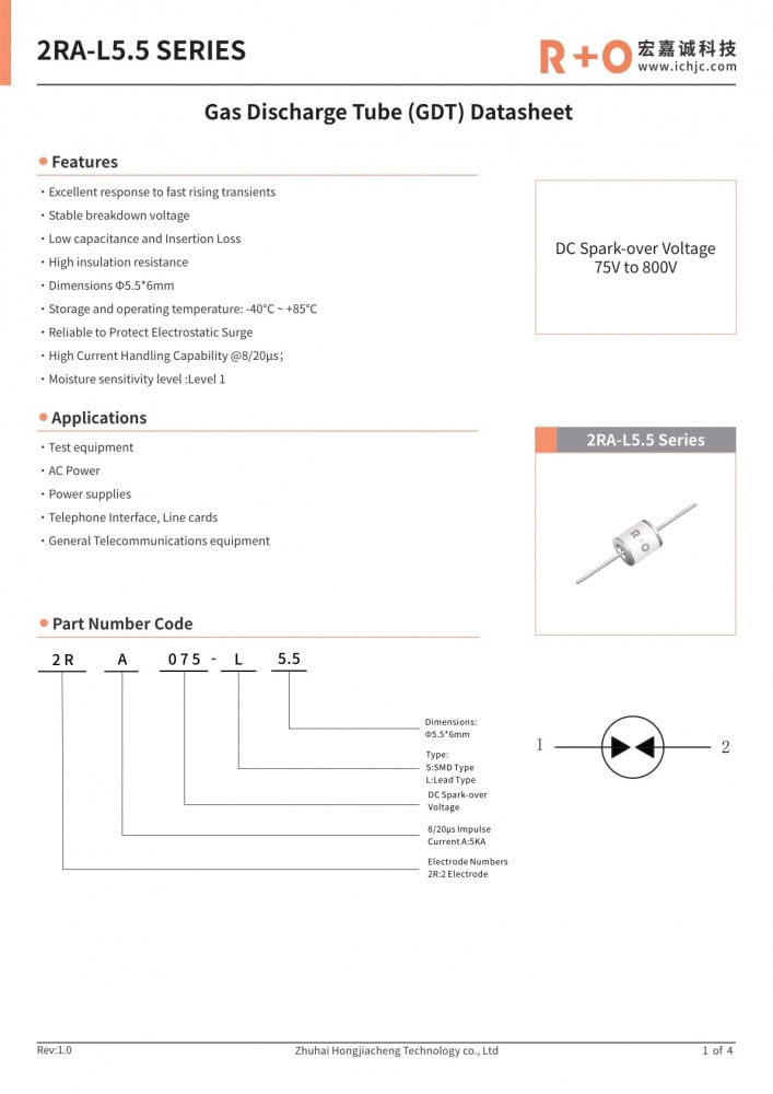 2RA075-L5.5 datasheet page 1