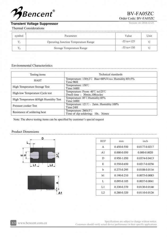 BV-FA05ZC datasheet page 3