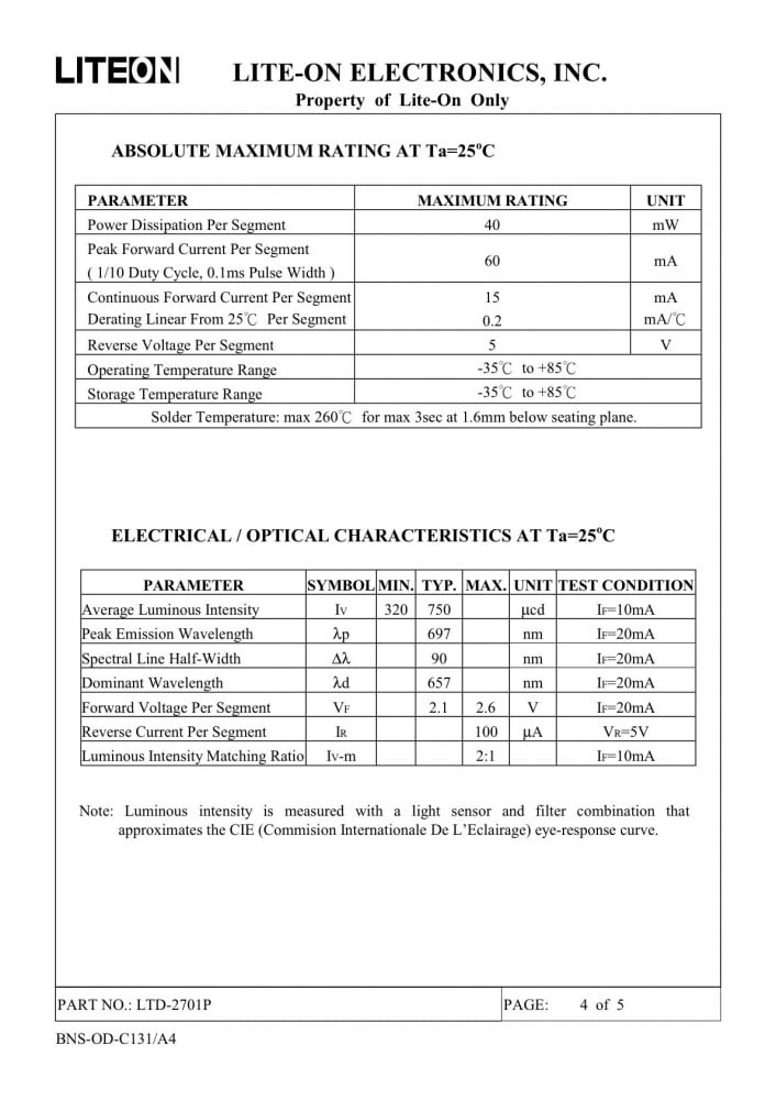 LTD-2701P datasheet page 4