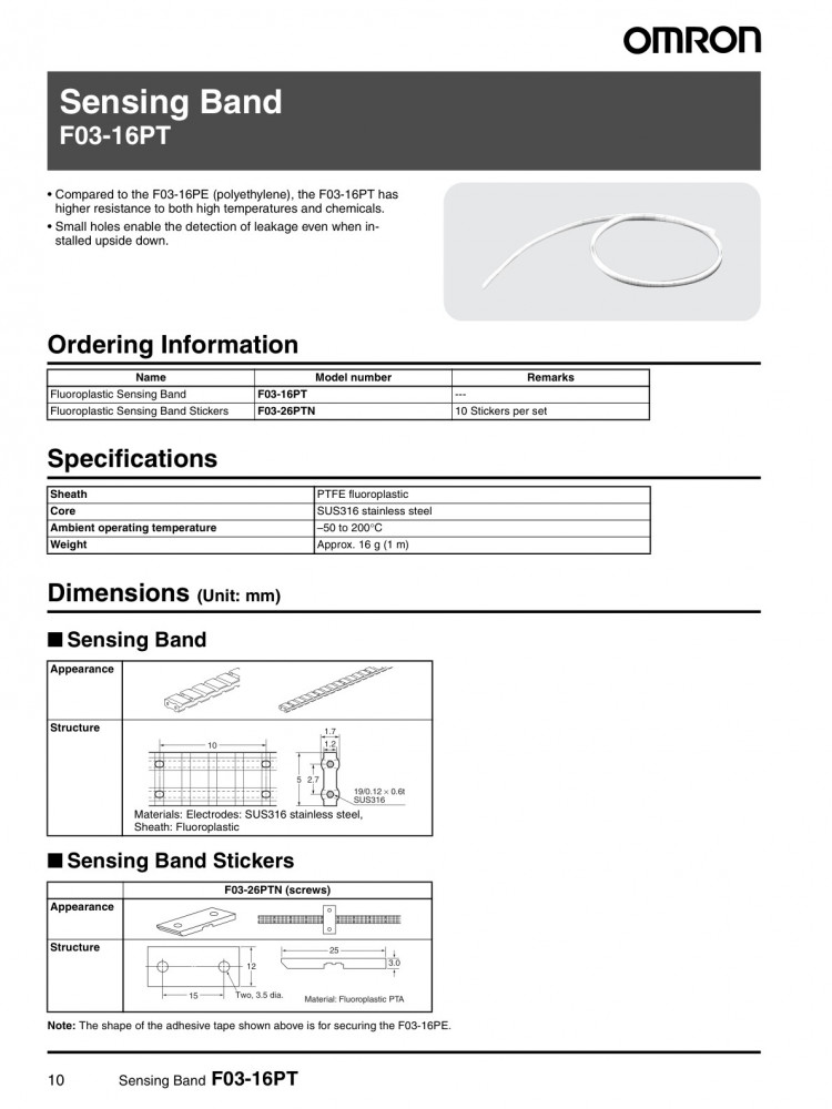 Technical document page 10 for F03-16PS