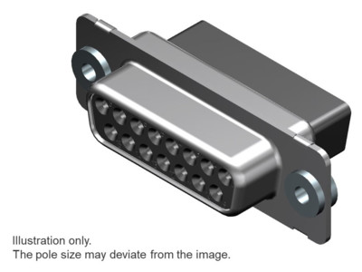 FCT Standard-Density D-Sub Crimp Housing, Female, Tin Plated Shell without Dimples, 6.50mm M3 Threaded Front Spacer, 37 Circuits, Green Front and Rear Insulator, Crimp Contacts Included
