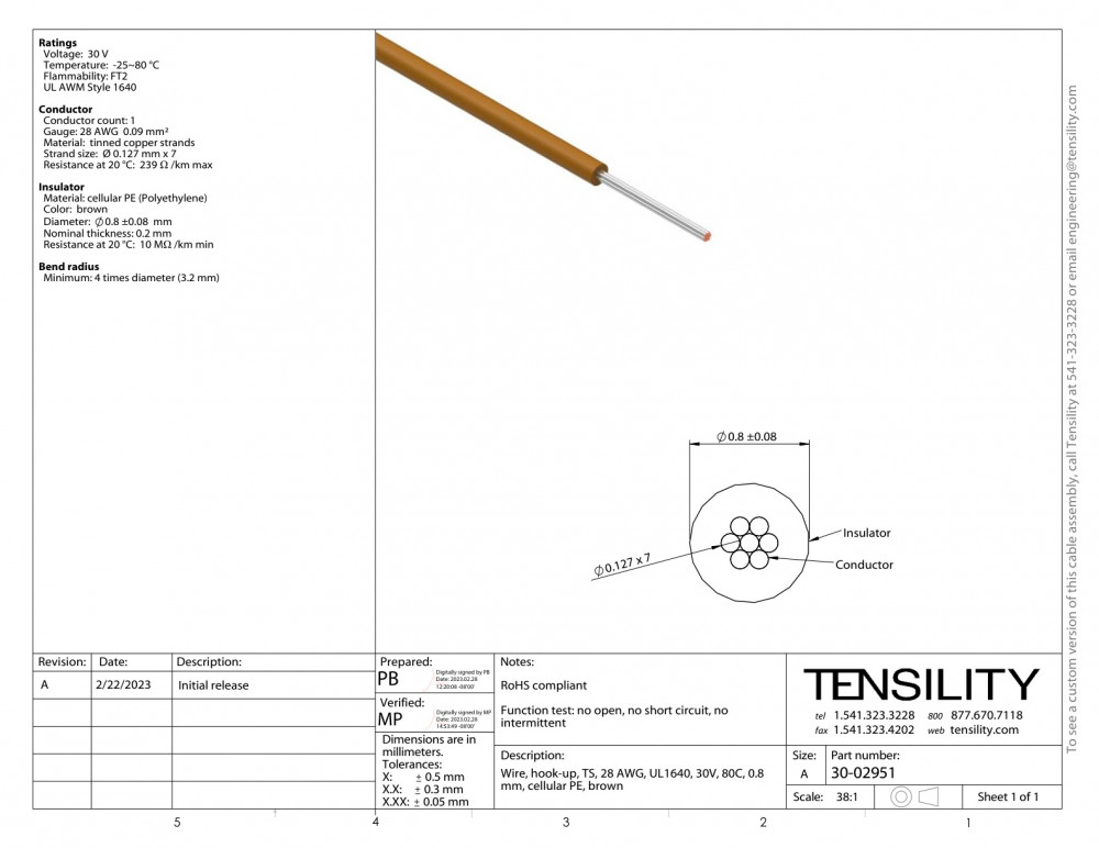 Tensility International 30-02951 product drawing