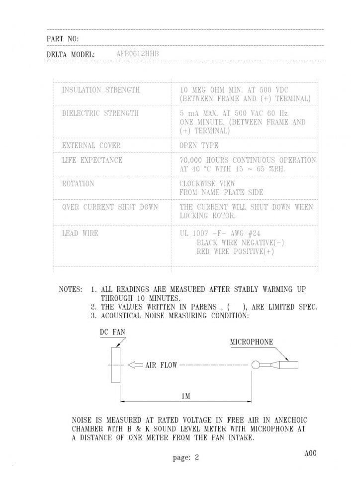 DELTA AFB0612HHB specification page 2