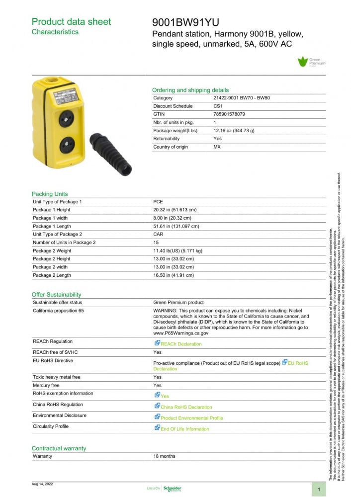 9001BW91YU technical document preview