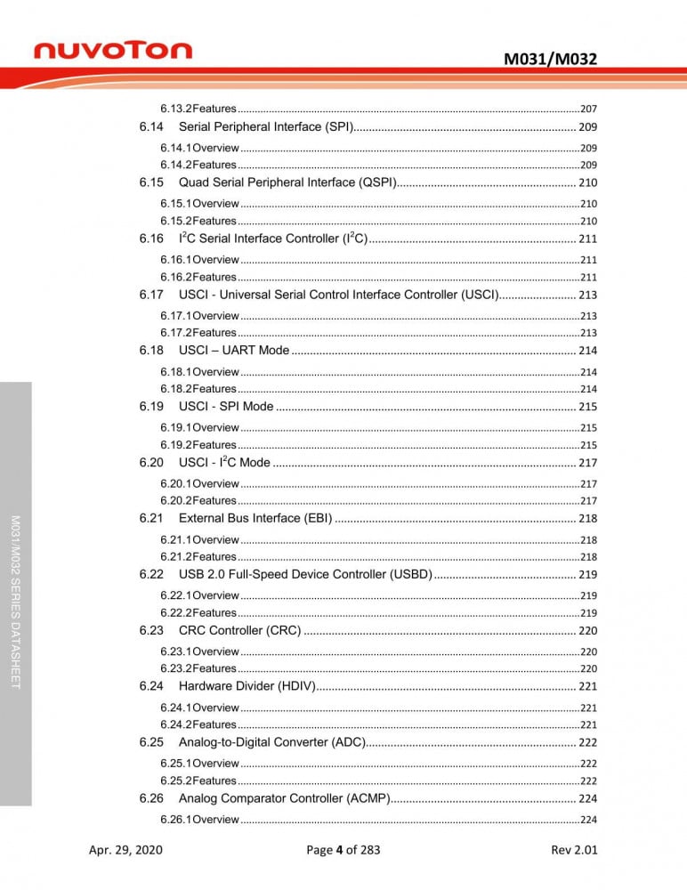 M031/M032 datasheet page 4