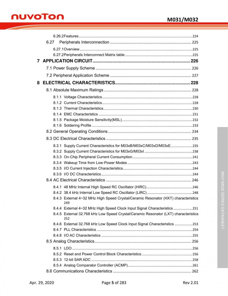 M031/M032 datasheet page 5