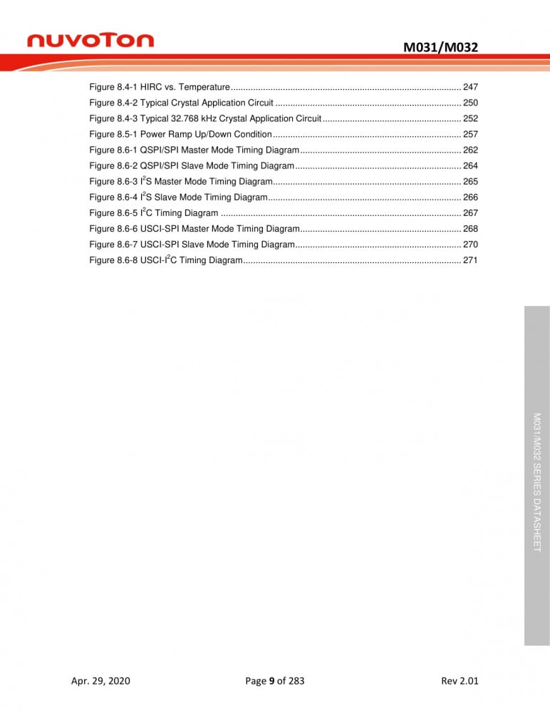 M031/M032 datasheet page 9