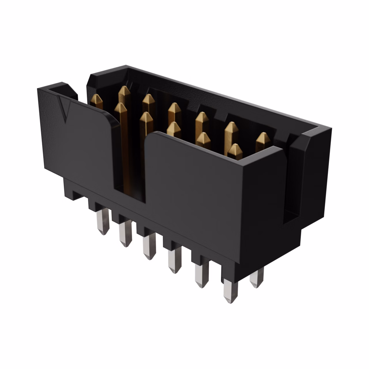 2.00mm Pitch, Milli-Grid PCB Header, Dual Row, Vertical, Through Hole, Shrouded, 12 Circuits, 0.76µm Gold (Au) Plating, 2.50mm Tail Length, Dual Side Slots, Center Polarization, with Peg, Tube for sale
