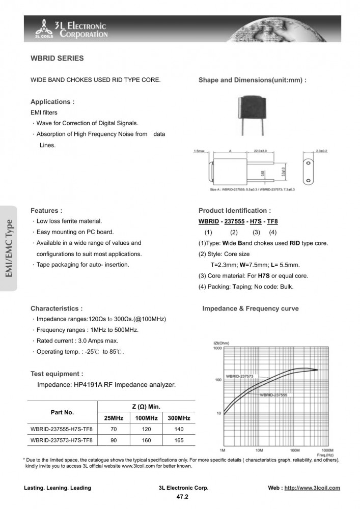 WBRID series technical document page