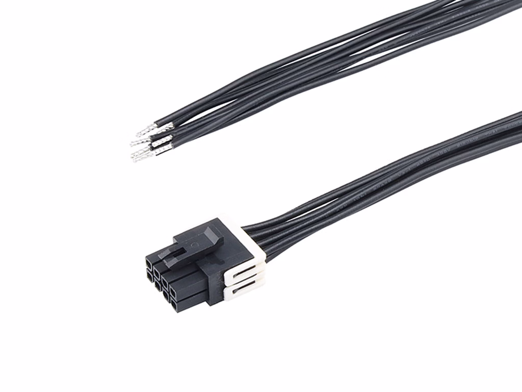 Micro-Fit+ Female-to-Pigtail Off-the-Shelf (OTS) Cable Assembly, Dual Row, 150.00mm Length, Tin (Sn) Plating, 20 AWG, 8 Circuits, Black for sale